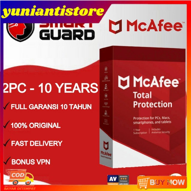 Jual Antivirus Mcafee Total Protection 2 PC - 10 TAHUN [YS] | Shopee ...