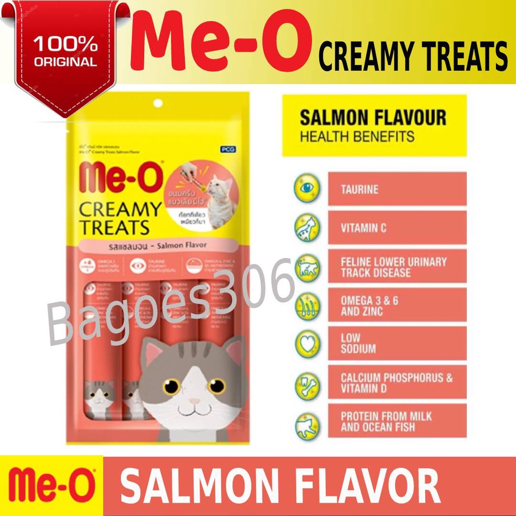 Jual Meo/Me-O Creamy Treats Salmon Flavor~Snack Kucing Meo Salmon ...