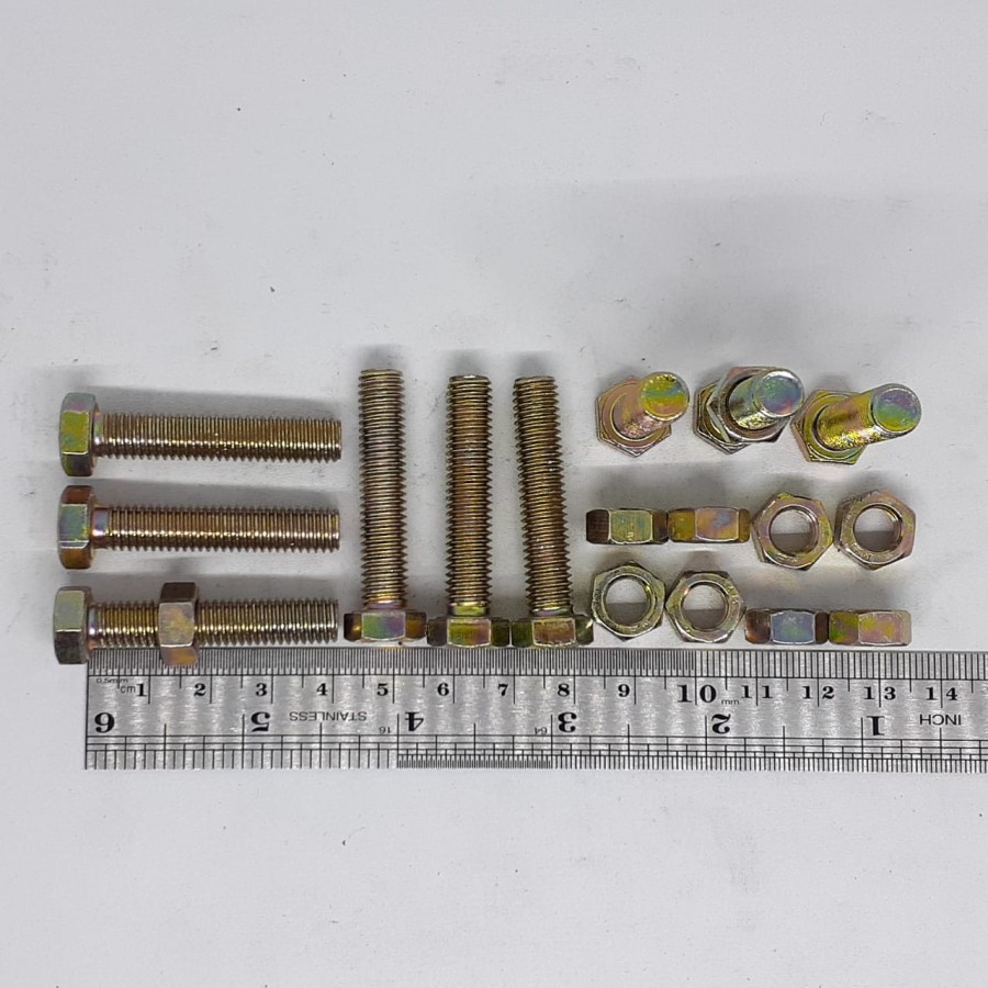 Jual BAUT MUR M8 X 40 KUNING BMK M8X40 PANJANG 4CM 4 CM KUNCI 12 8X40 ...