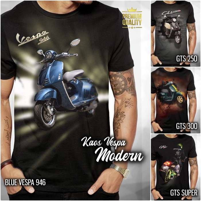 Jual Baju KAOS VESPA MODERN GTS 250 GTS 300 Sprint Kaos Scooter Distro ...