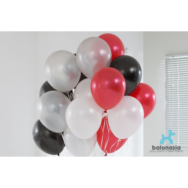 Balon Latex Metalik Mix 30 pcs (hitam, putih, merah) | Shopee Indonesia