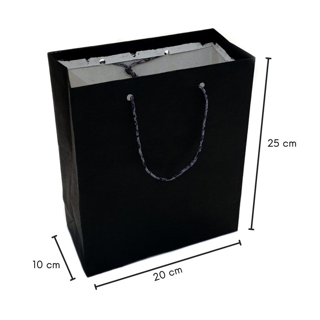 Jual paper bag HITAM ukuran 20 x 25 tas kertas polos paperbag samson kraft goodie bag souvenir ...
