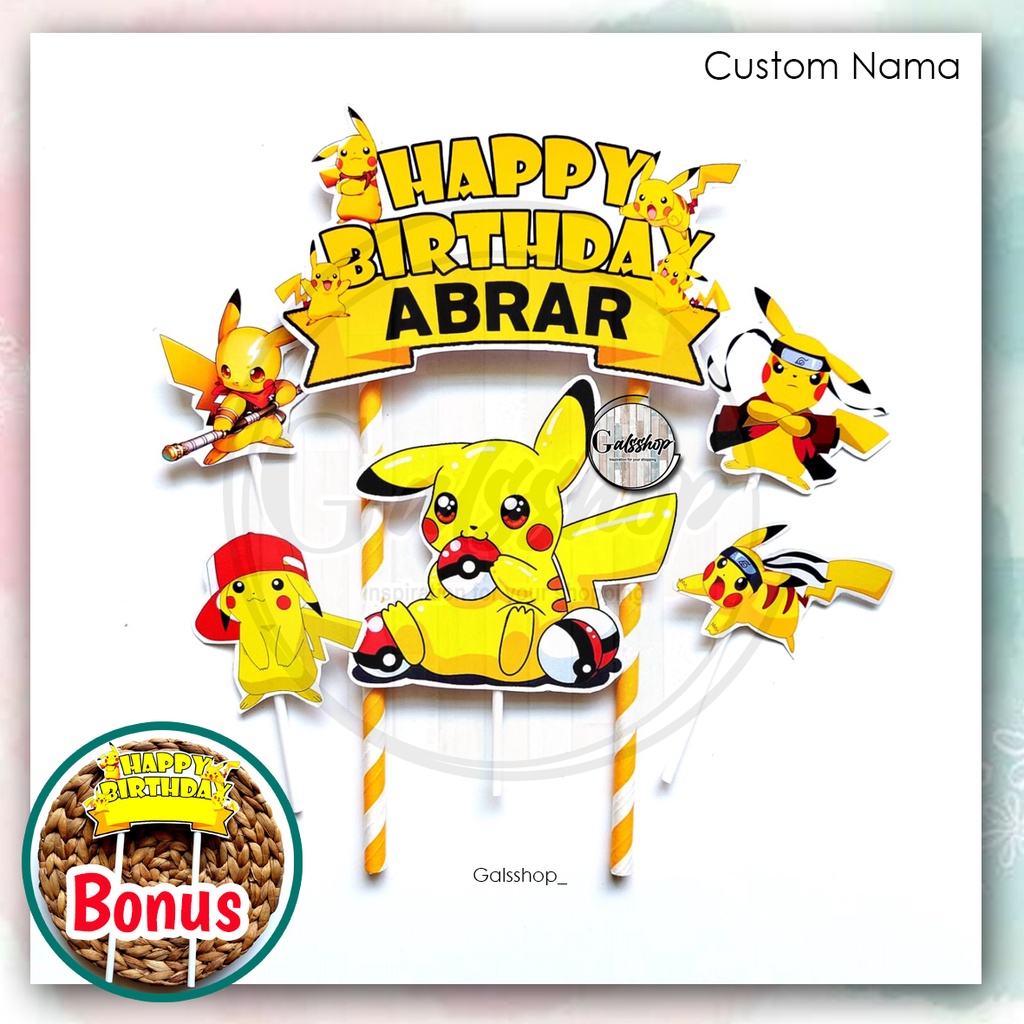Jual Costum Nama / Foto / Topper Plus Pikachu / Hiasan Kue / Cake ...