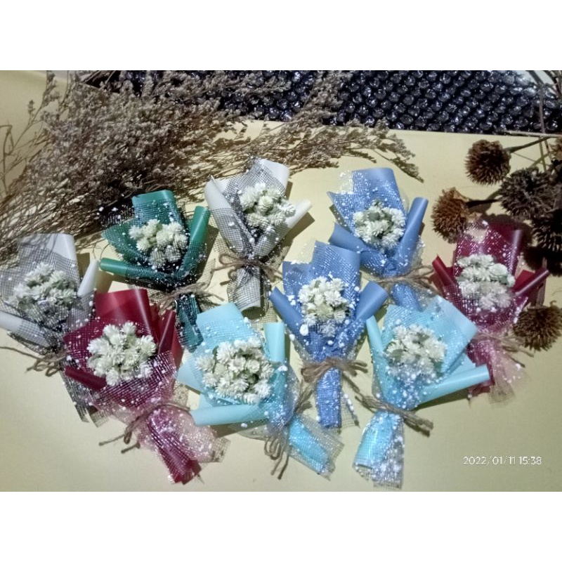 Jual Buket bucket bunga kering knop tile mini, buket hampers | Shopee ...