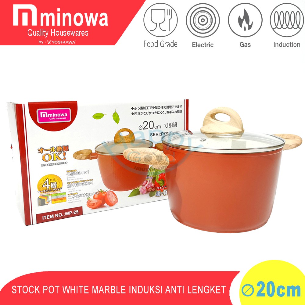 Jual MINOWA 20CM STOCK POT/PANCI/PENGGORENGAN WHITE MARBLE INDUKSI ANTI ...