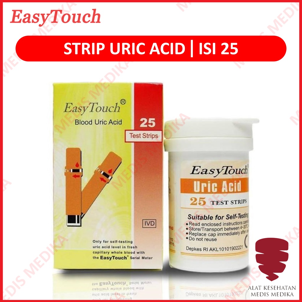 Jual Strip Easy Touch Uric Acid Test Cek Asam Urat Refill Isi 25 Easy ...