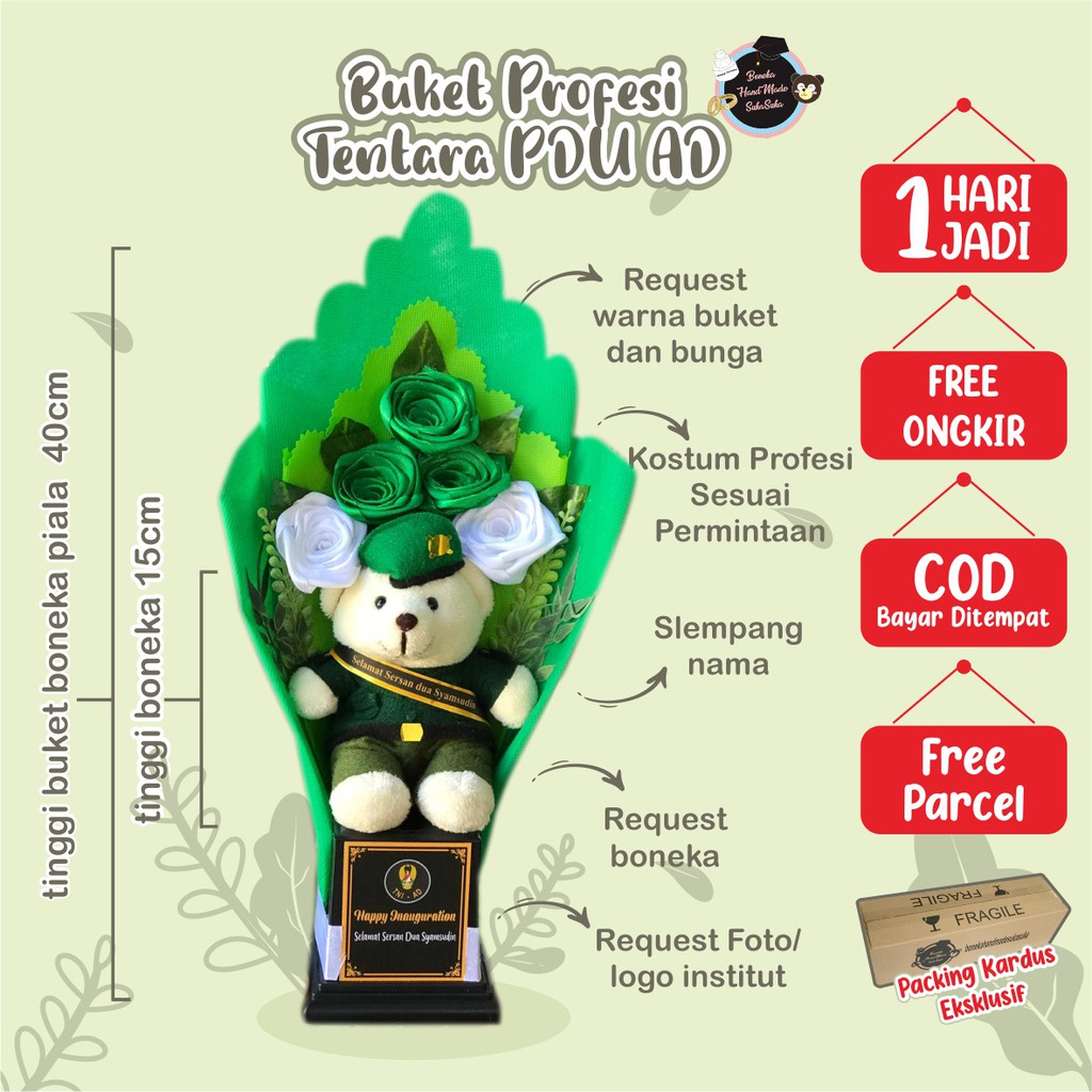 Jual Kado Unik Boneka Profesi Tentara 40 cm TNI AU AD AL Polisi Paskhas ...