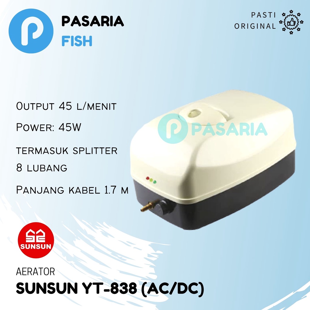 Jual SUNSUN AC DC Aerator YT 838 / Pompa Udara / Air Pump Kolam Ikan ...