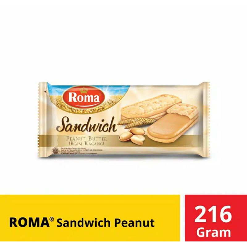 Jual Roma Sandwich Peanut Kacang 189gram 189 gram | Shopee Indonesia