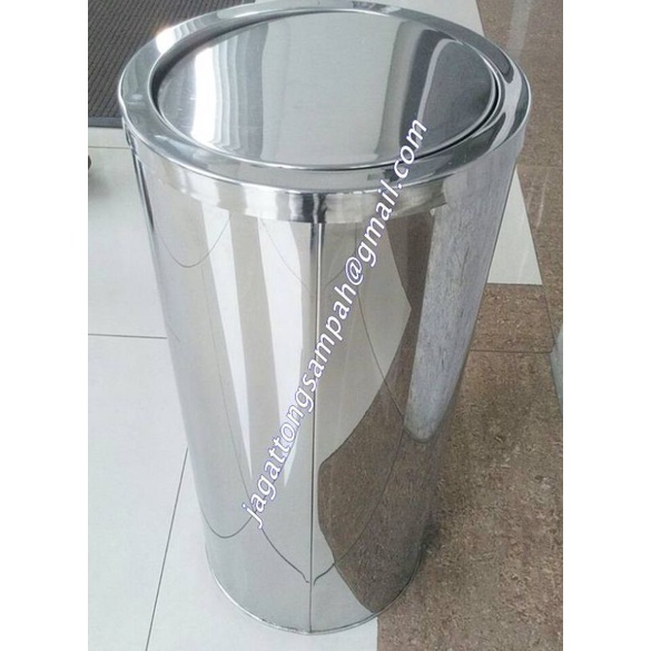 Jual TEMPAT TONG SAMPAH ASHTRAY STAINLESS TUTUP SWING 30 LITER 23X60 CM ...