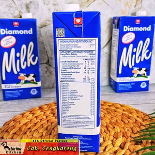 Susu Diamond UHT 1 Liter - Full Cream - Plain 1000 ml - [Ecer] | Shopee ...