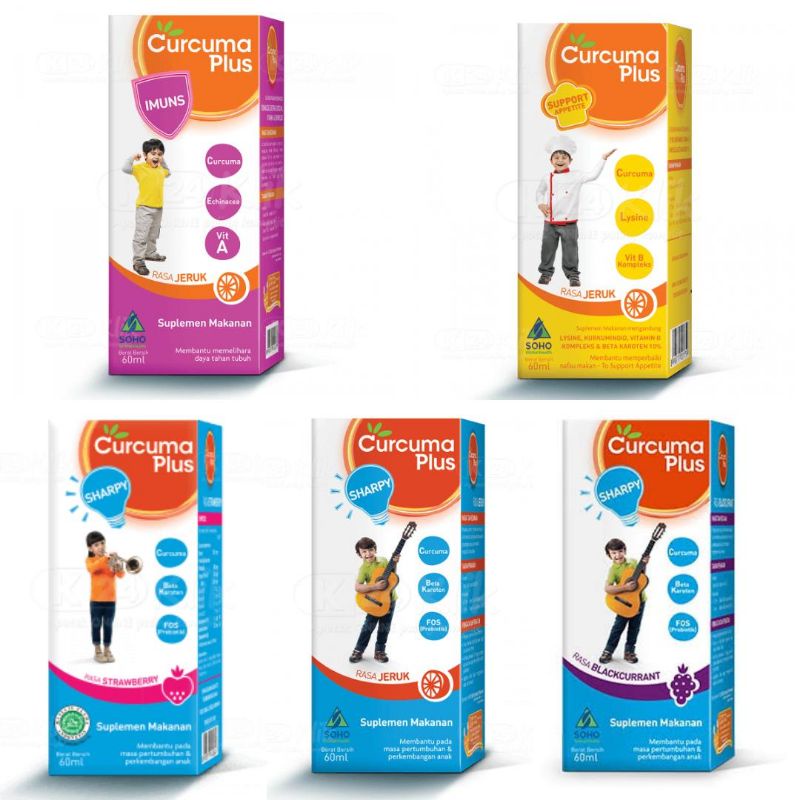 Jual curcuma plus lysine sharpy imuns orange strawberry blackcurrant ...