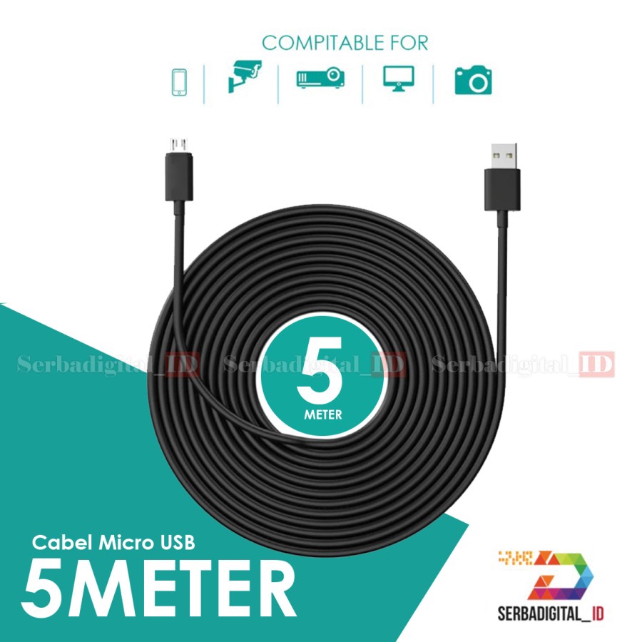 Jual CABLE KABEL Micro USB 5 Meter Cabel Power For IP Camera Action Camera SmartPhone Tablet PC ...