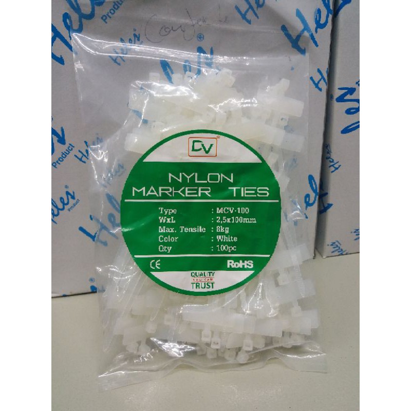 Jual cable marker ties label MCV 100 2.5X100mm 1pak 100pcs | Shopee ...