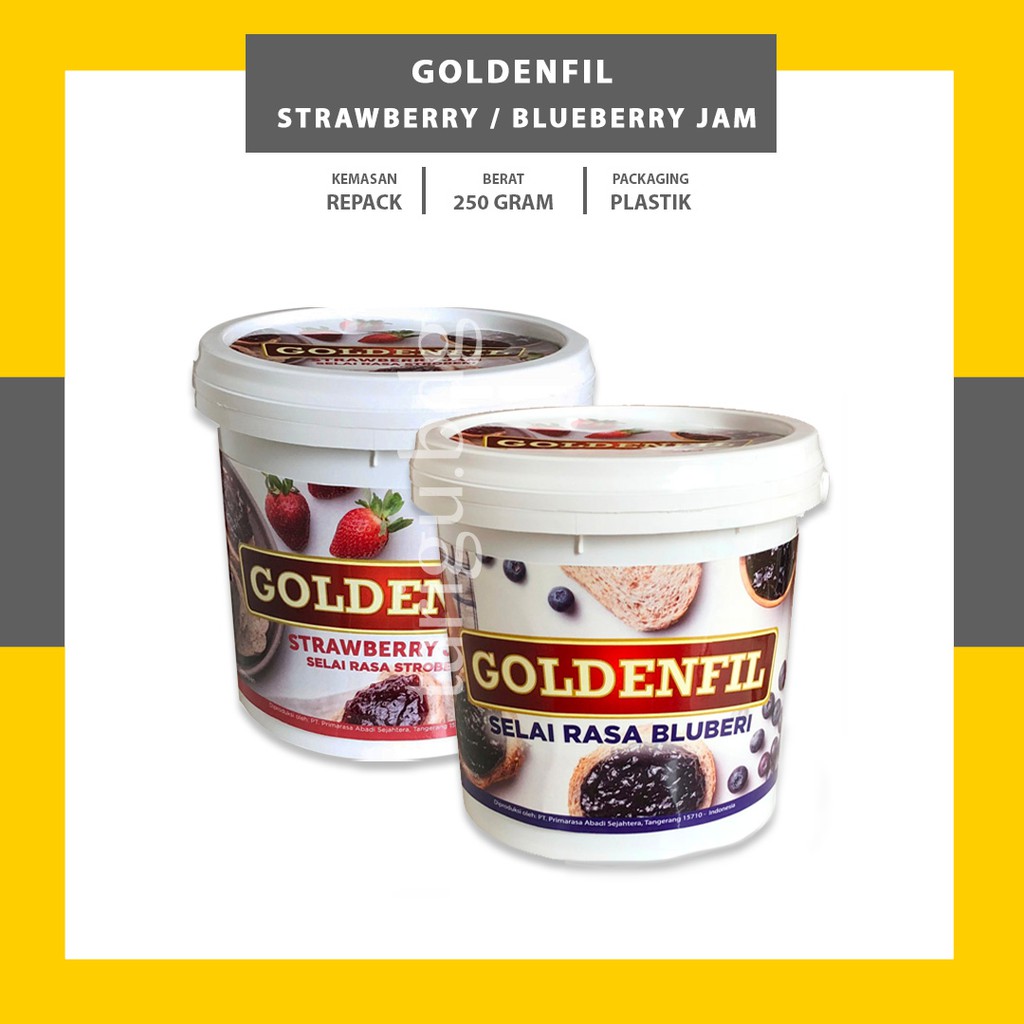 GOLDENFIL STRAWBERRY BLUBERRY JAM 250GR - SELAI PREMIUM RASA STOBERI ...