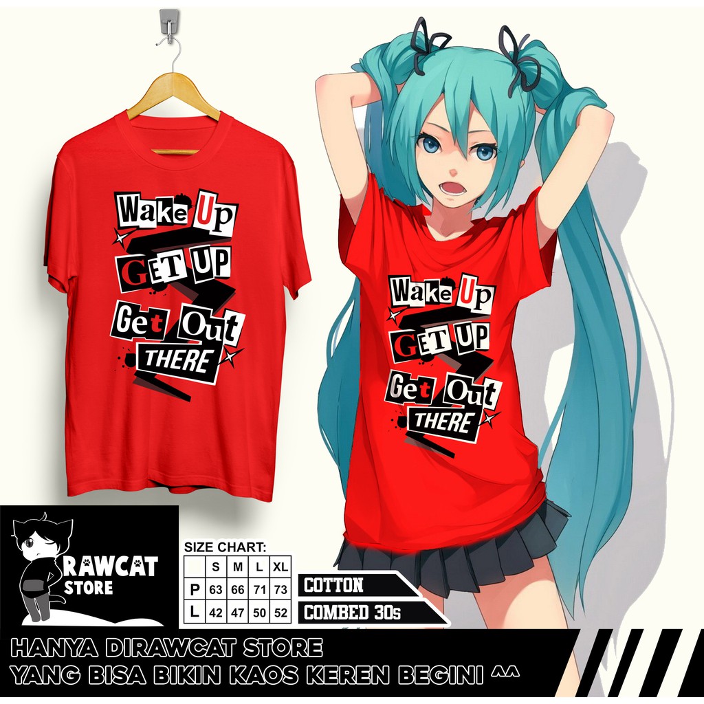 Jual kaos persona 5 wake up get up get out there | Shopee Indonesia
