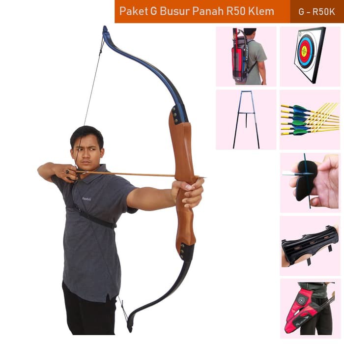 Jual PAKET G BUSUR PANAH R50K+TARGET+ARROW+ARMGUARD+F.TAB+QUIVER+TAS ...