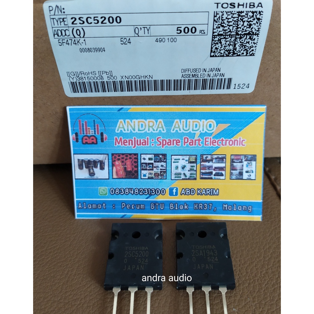 TRANSISTOR TOSHIBA 2sc5200 2sa1943 ORIGINAL lot 524 | Shopee Indonesia