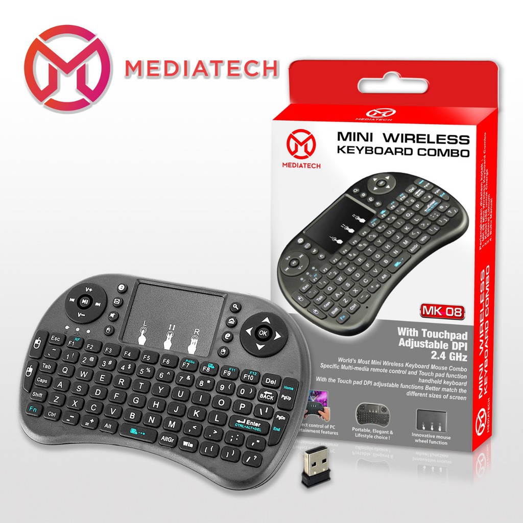 Jual Mediatech Mini Wireless Keyboard Mouse Combo + Touchpad | Shopee ...