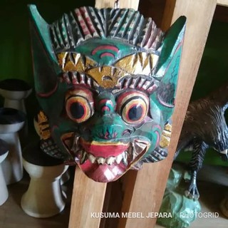 Jual Set (2 buah) Topeng Kayu Tradisional Model Barong (Panjang 25cm ...