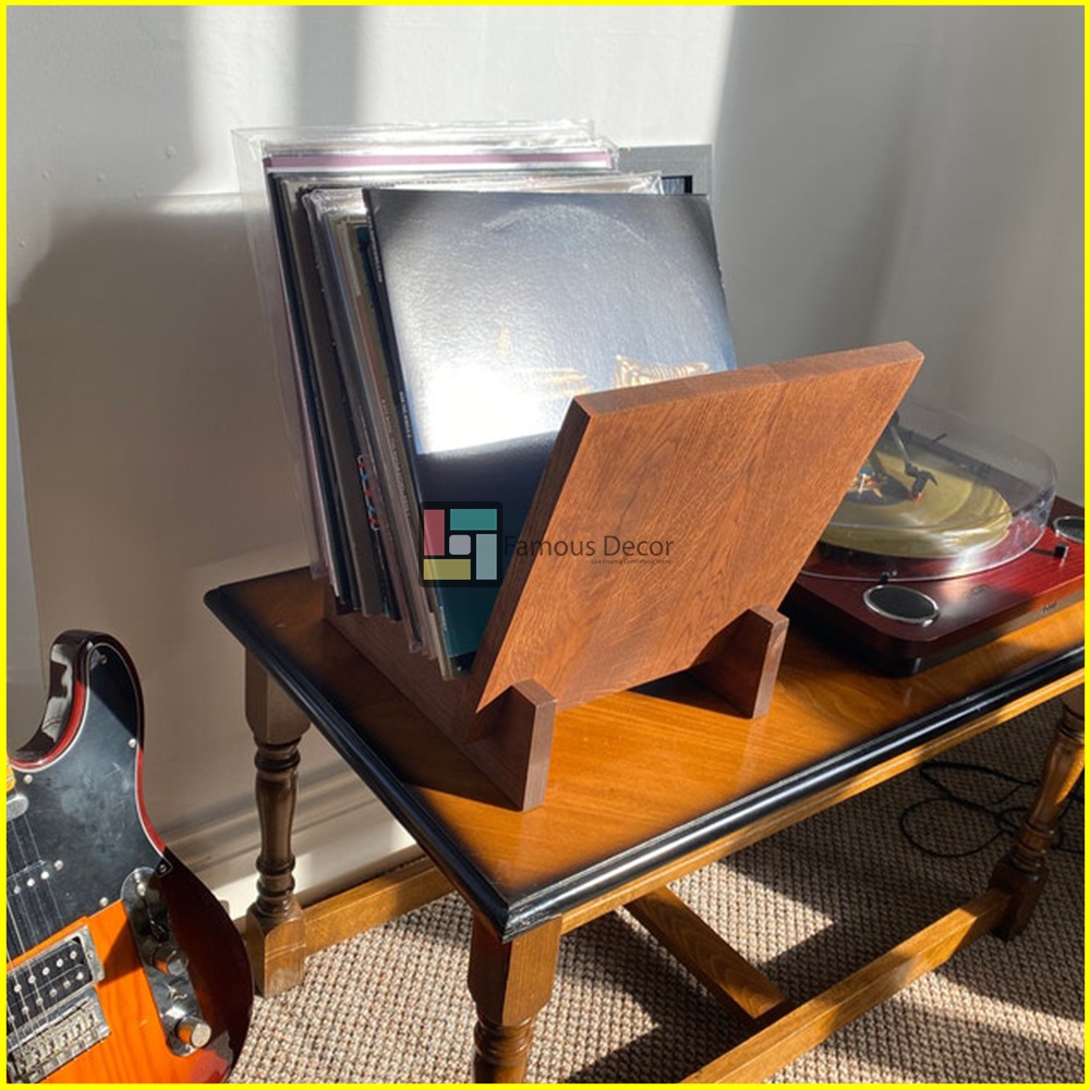 Jual Wooden Vinyl Record Flip Rak LP Holder Rak Penyimanan Piringan ...