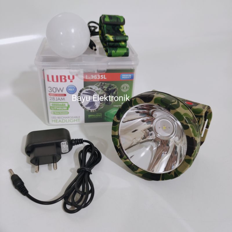 Jual Senter Kepala Luby L-2835L 30 Watt 4800mAh Tahan Hingga 28 Jam ...