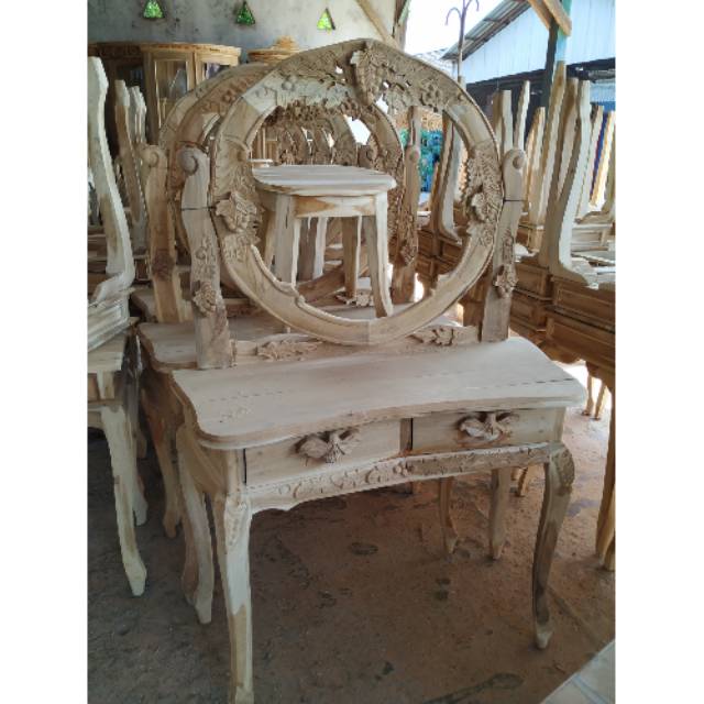 Jual meja rias ukir anggur plus kaca | Shopee Indonesia