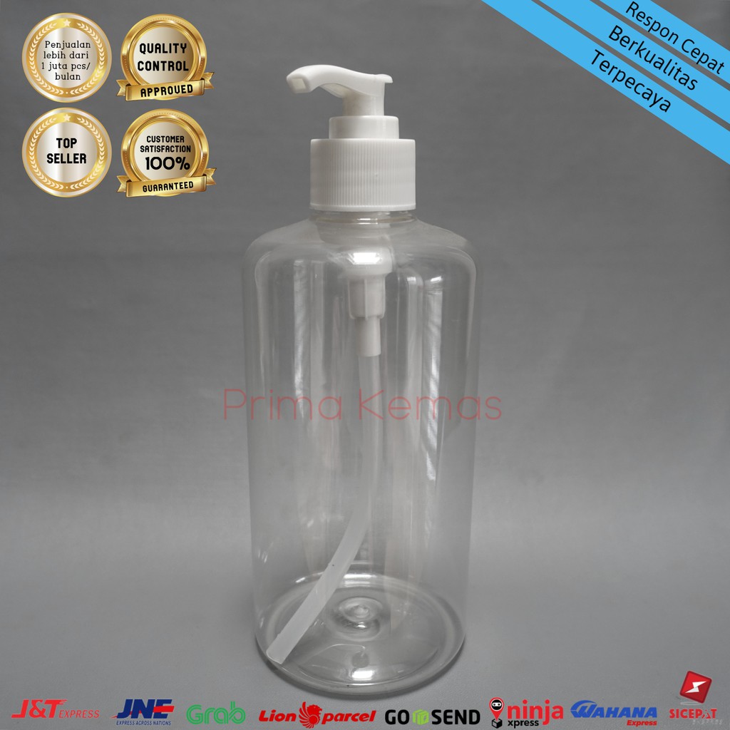 Jual Botol HS 500 ml & Pump Lotion 28/410 Putih - botol hand sanitizer 500 ml - botol sabun ...
