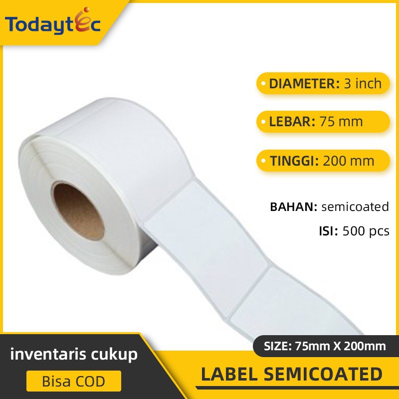 Jual Label Sticker Barcode Semicoated 75mm x 200mm | Shopee Indonesia