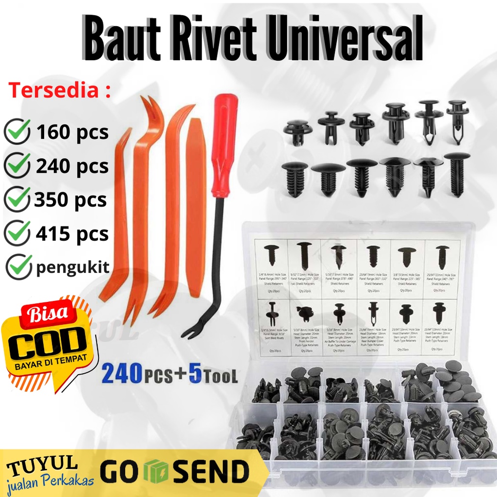Jual Baut Rivet kli Bumper Mobil Kancing Plastik Body Universal ...