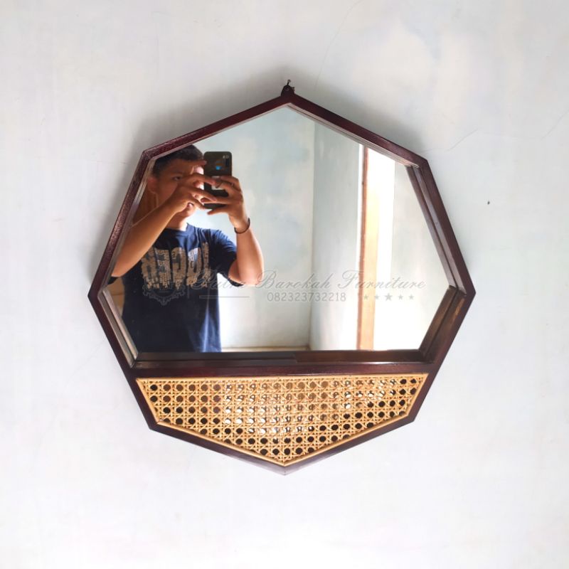 Jual Cermin Dinding Rotan Cermin Hias Cermin Estetik | Shopee Indonesia
