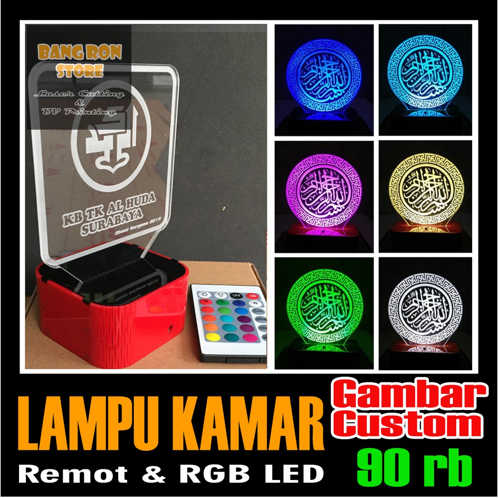 Jual Lampu Meja Custom Gambar - Lampu Tidur - LED RGB - Akrilik Grafir ...