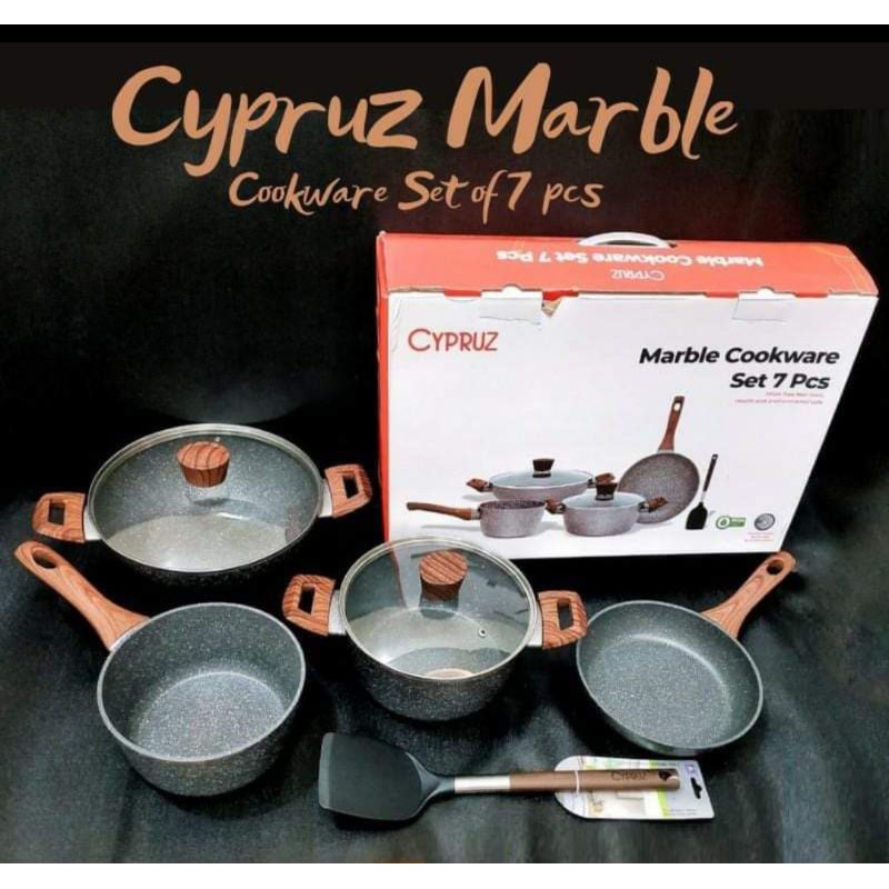 Jual Wajan Cypruz Marble Cookware Set of 7 pcs Indonesia|Shopee Indonesia