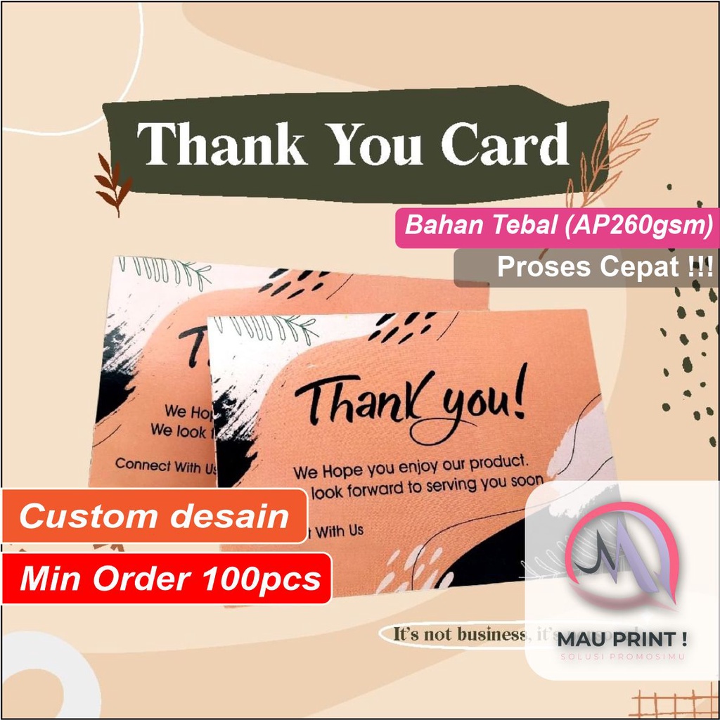 Jual Cetak kartu terima kasih terimakasih 1 sisi custom desain thanks card thank you card kartu ...
