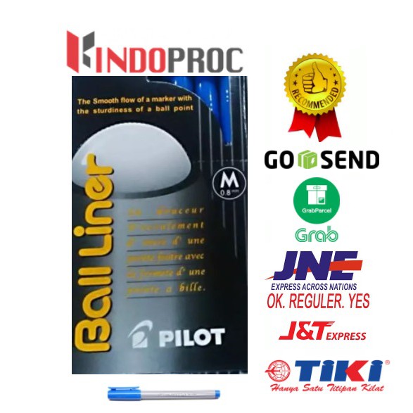 Pulpen Pilot Balliner (blue/biru) Ball Liner Medium 0.8mm BIRU ( per ...