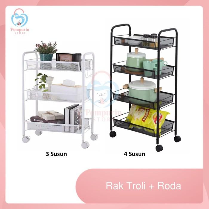 Jual Rak Troli Roda 3 Susun 4 Susun - Rak Dorong Portable Dapur Kamar ...
