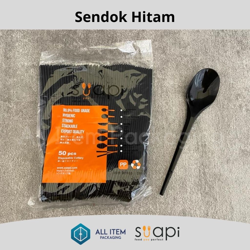 Jual Sendok Suapi Hitam / Sendok Makan Plastik / Spoon @50 Pcs ...