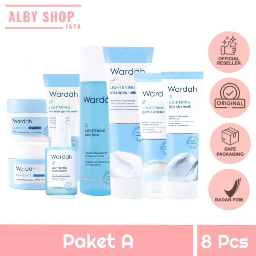 Jual Wardah Lightening Paket Lengkap | Paket Skincare Wardah Lightening | Wardah Lightening ...