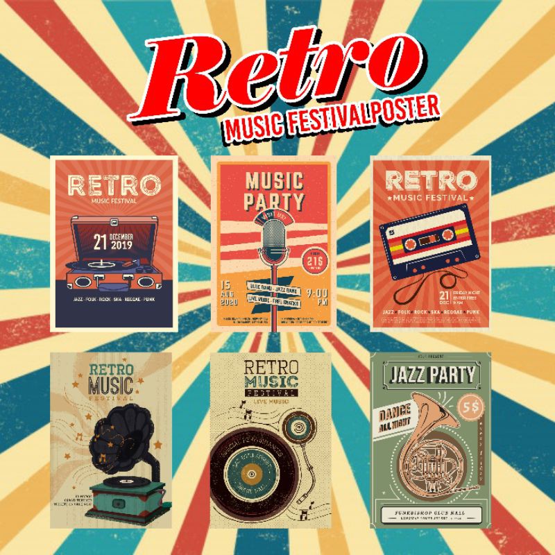 Jual RETRO MUSIC FESTIVAL POSTER || DEKORASI DINDING || PROPERTI ...