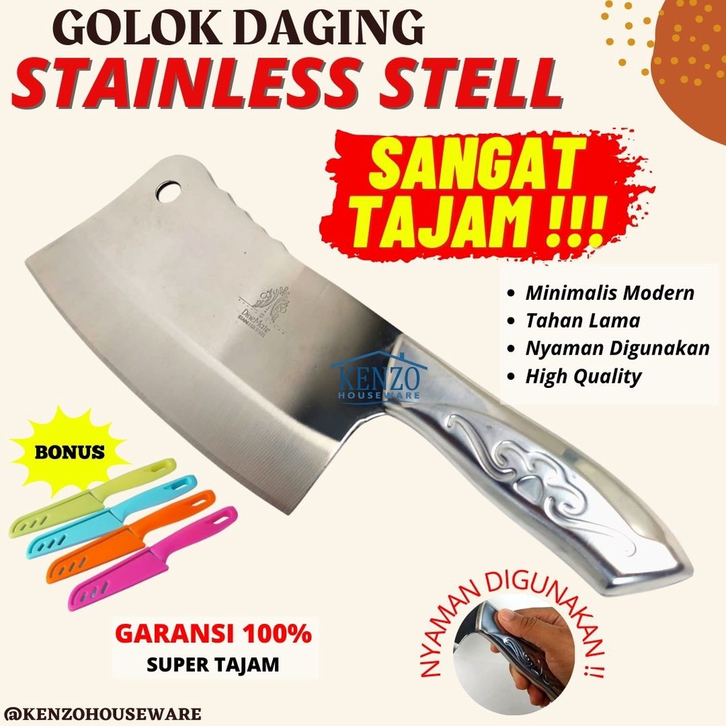 Jual Golok Daging Stainless Pisau Potong Daging Tulang Golok Tulang ...