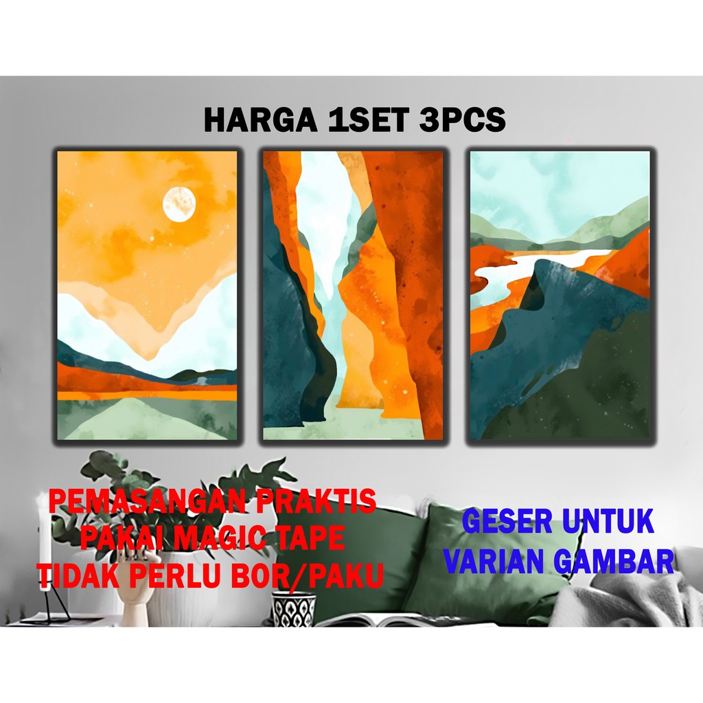 Jual poster gambar abstrak minimalis 1set 19cm x 28cm x 3pcs / lukisan ...