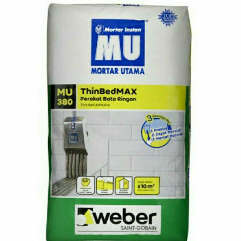Jual MU 380 Perekat Bata Ringan Lem Hebel Semen Mortar Utama ThinBed ...