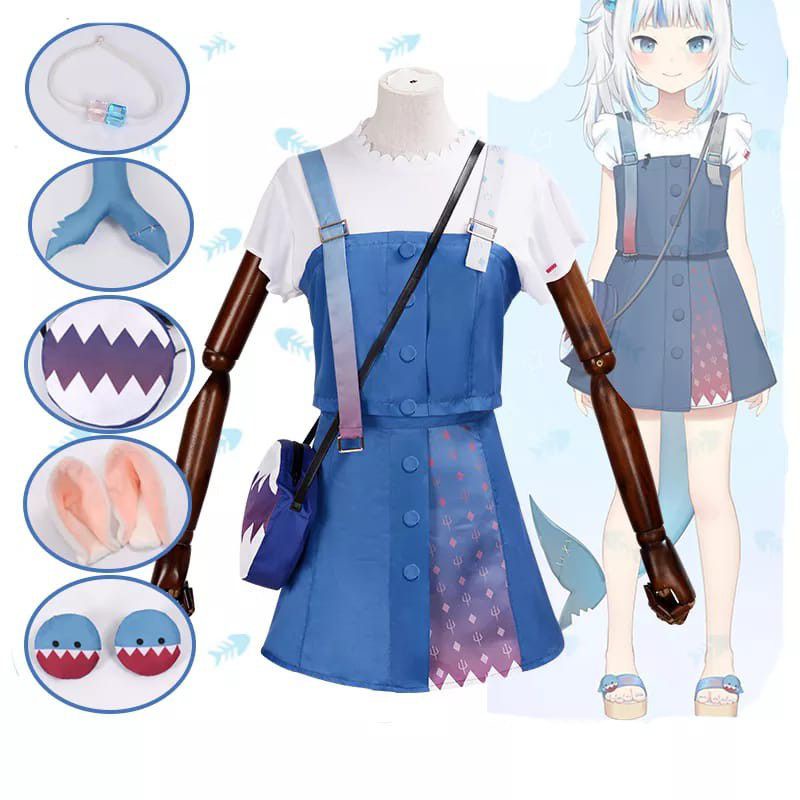 Jual Hololive vtuber/youtuber Gawr Gura Cat Shark ver Cosplay Costume ...
