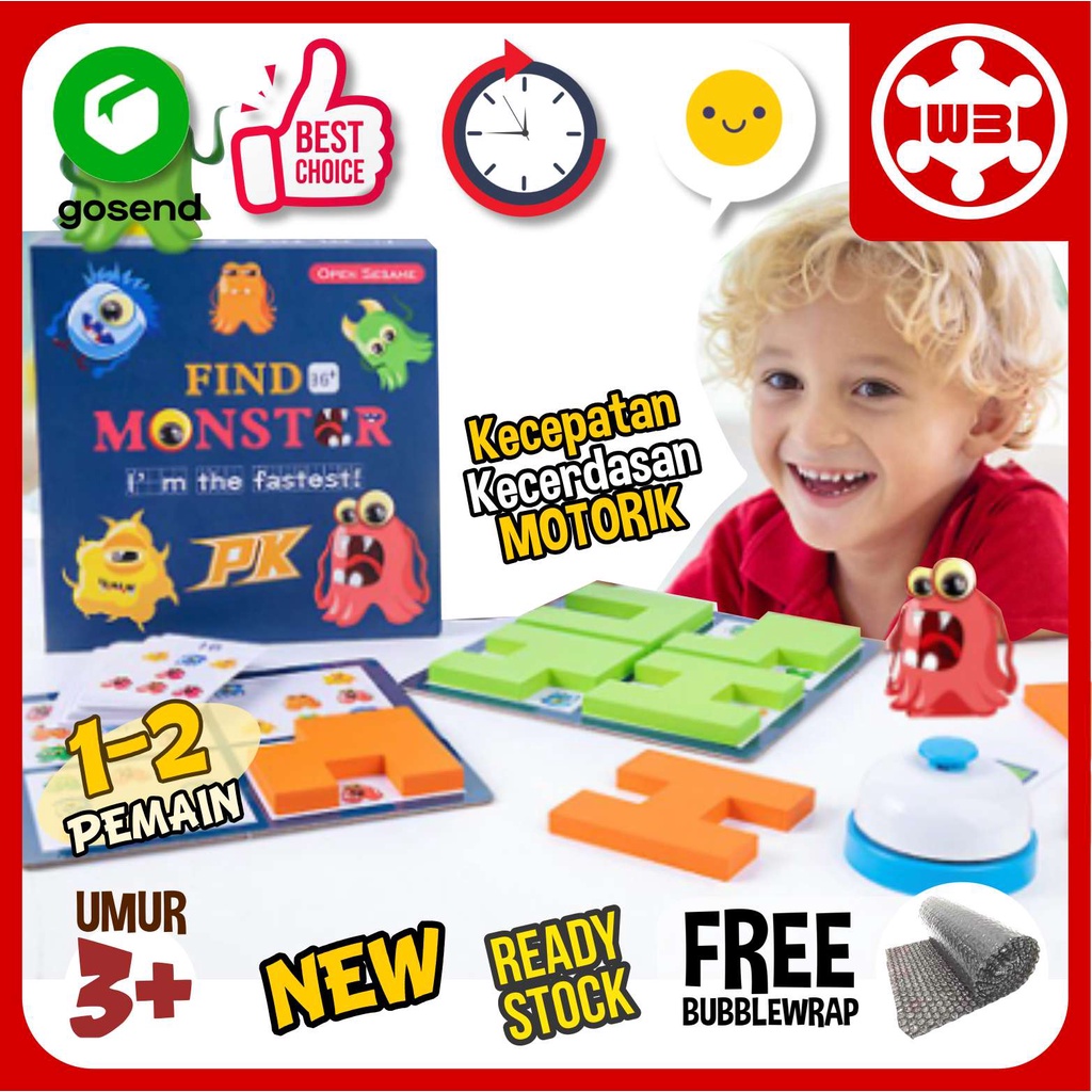 Jual Find MONSTER Board Game Puzzle Memory Permainan Edukasi Anak with BELL | Shopee Indonesia