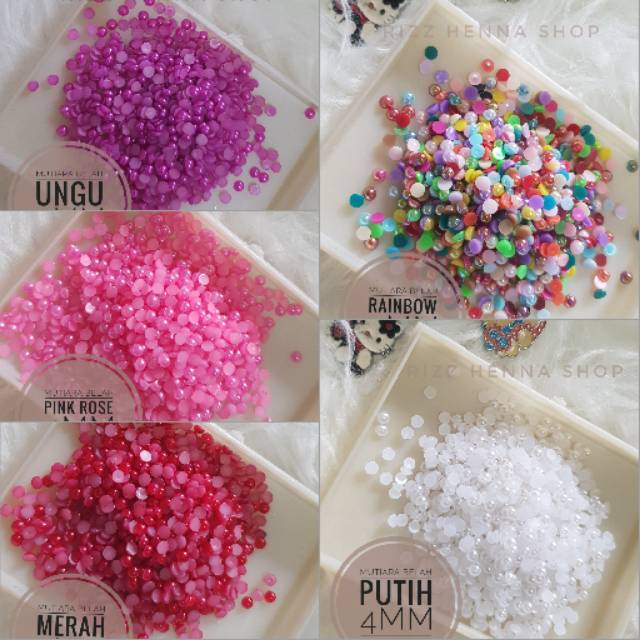 Jual MUTIARA BELAH/HALF PEARL ukuran 4mm kemasan plastik klip Indonesia ...