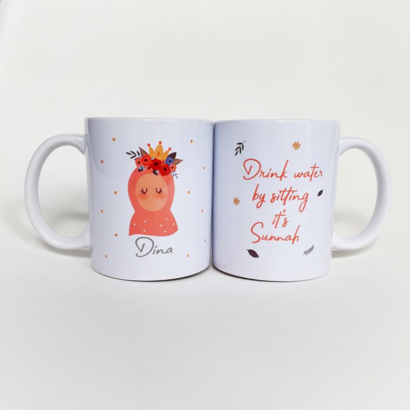 Jual Custom Mug - Cute Hijabi | Mug custom desain, bisa tambah nama ...