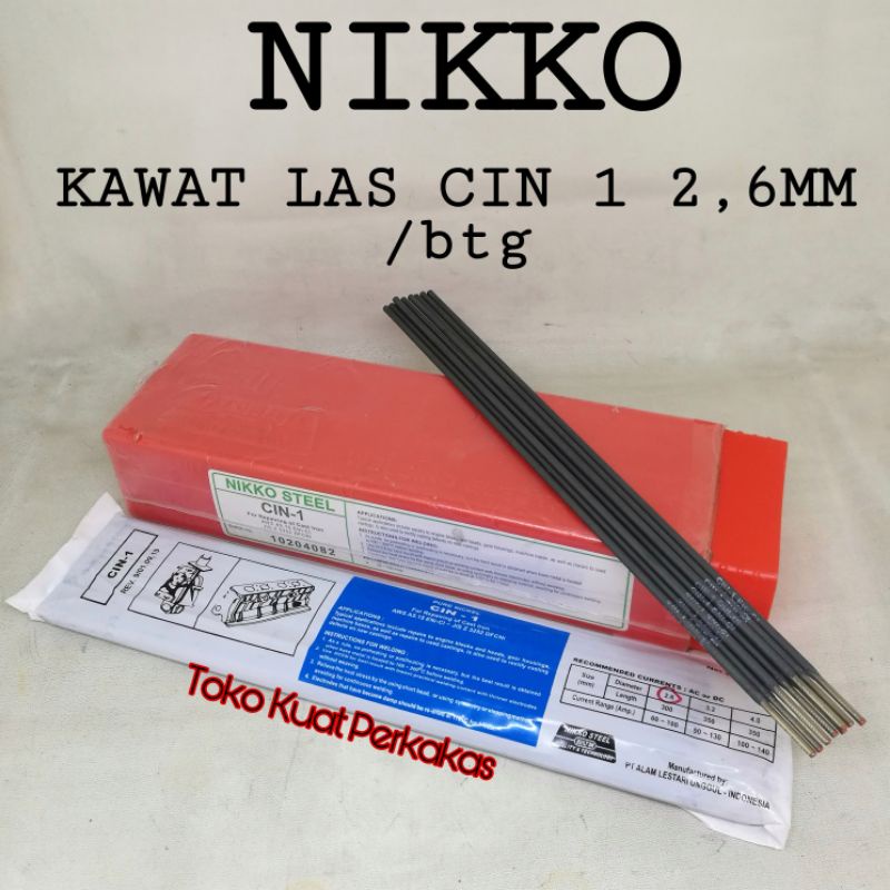 Jual Kawat las CIN-1 2,6MM x 300MM NIKKO STEEL AWS A5.15 ENI-CI /batang | Shopee Indonesia