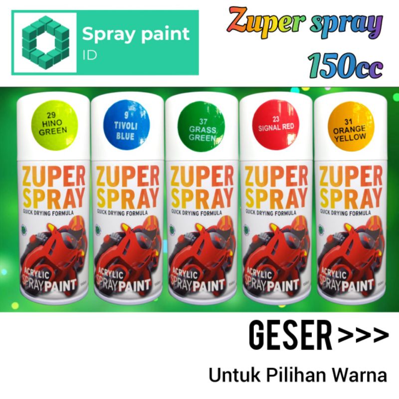 Jual cat semprot 150cc ZUPER SPRAY semua warna komplit ready pilok pilox spray paint merah biru ...