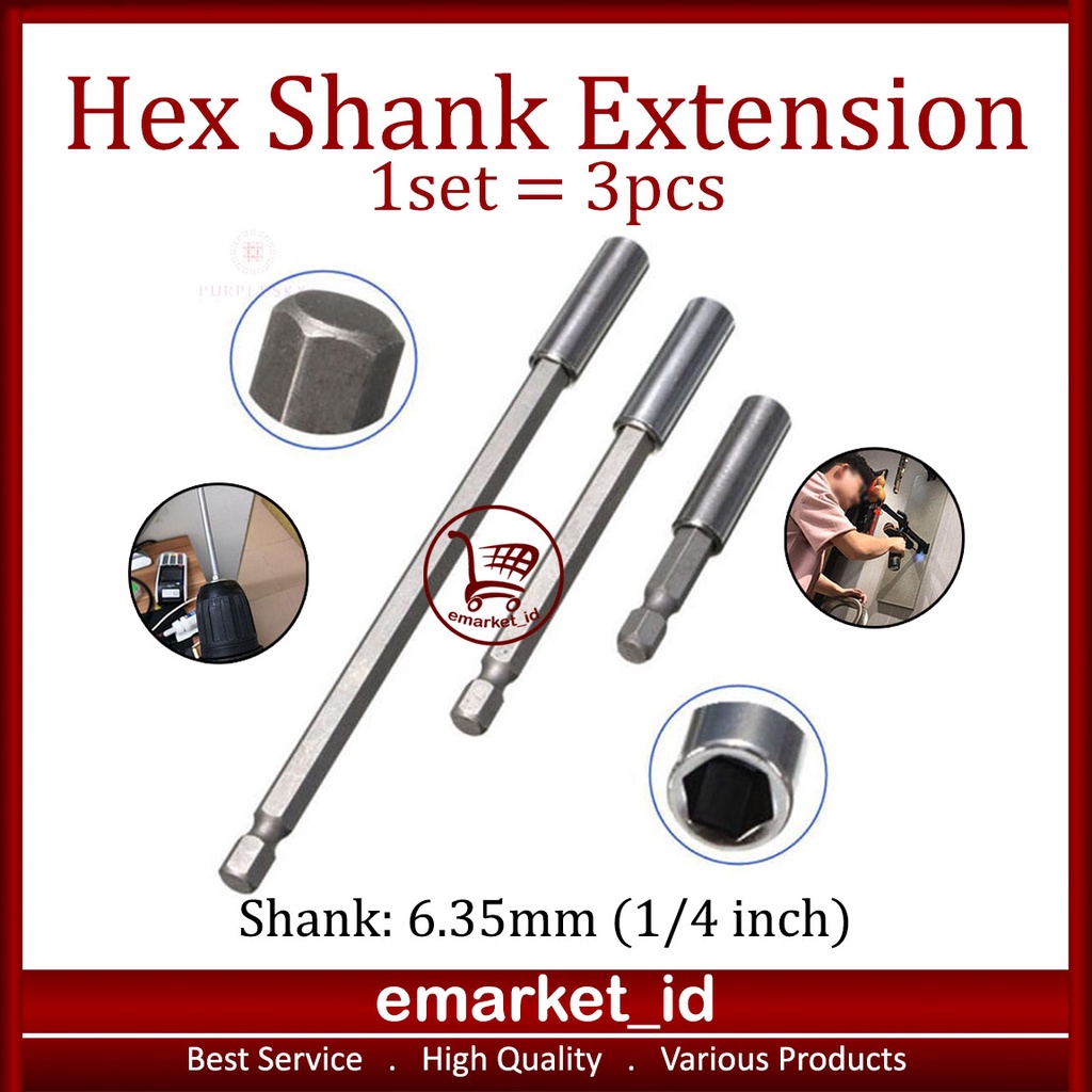 Jual Hex Shank Extension Rod 3 in 1 / Holder Mata Bor / Hexagonal ...