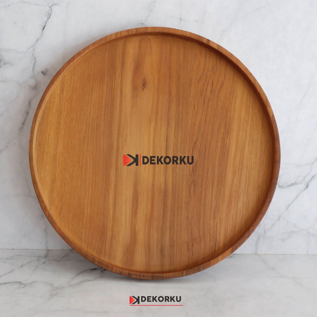 Jual Nampan Piring Kayu Jati / Wooden Tray Diameter 30 | Shopee Indonesia